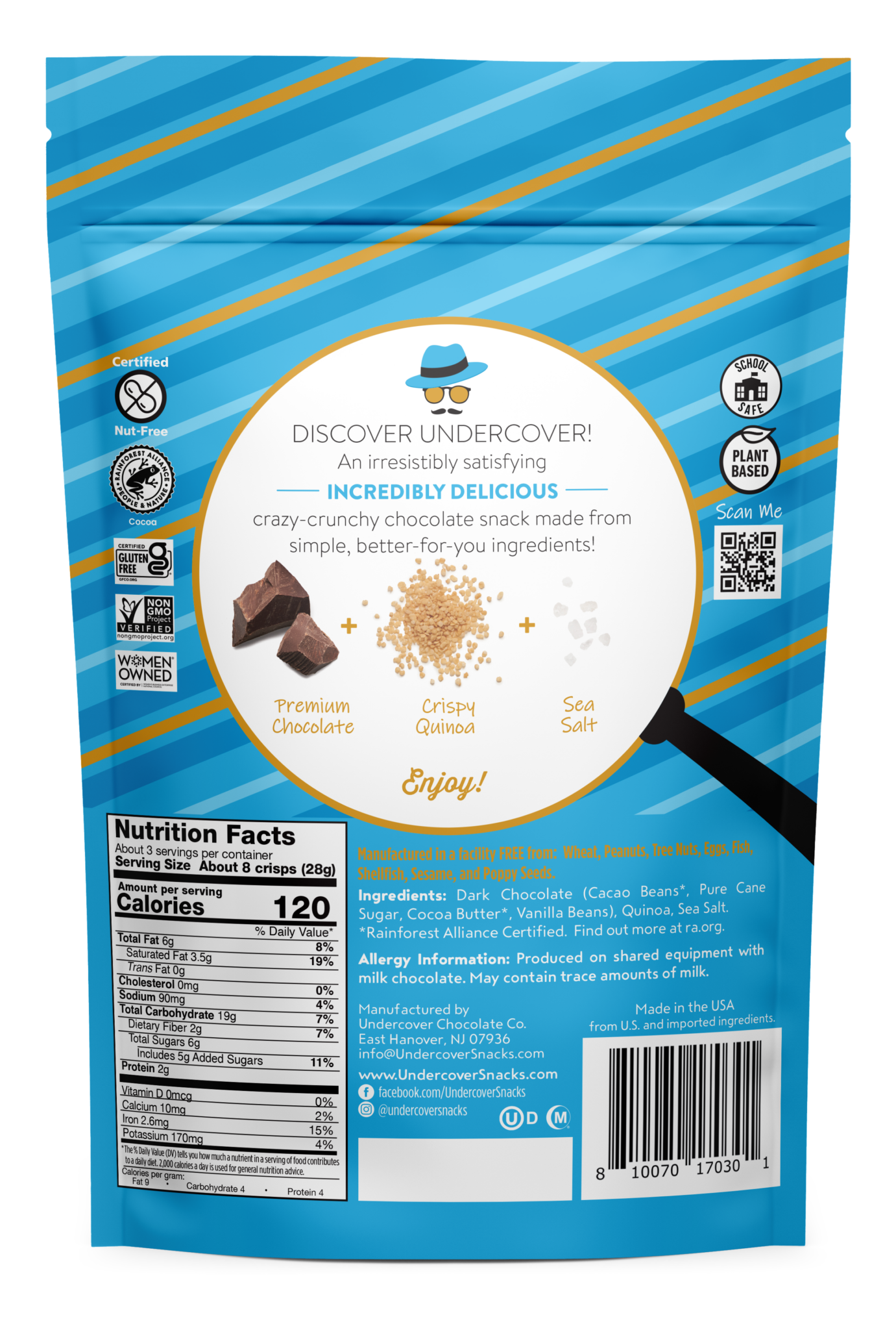Dark Chocolate + Sea Salt Mini Crisps7 Count- 3oz Bags - Undercover Snacks